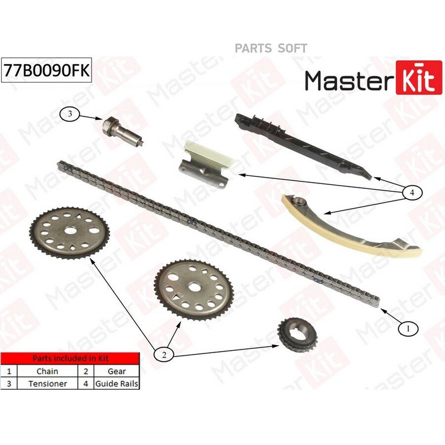 MASTERKIT 77B0090FK 77B0090FK Комплект цепи ГРМ Opel Vectra C Z 20 NET/Saab 9-3 B207 03-15 ()