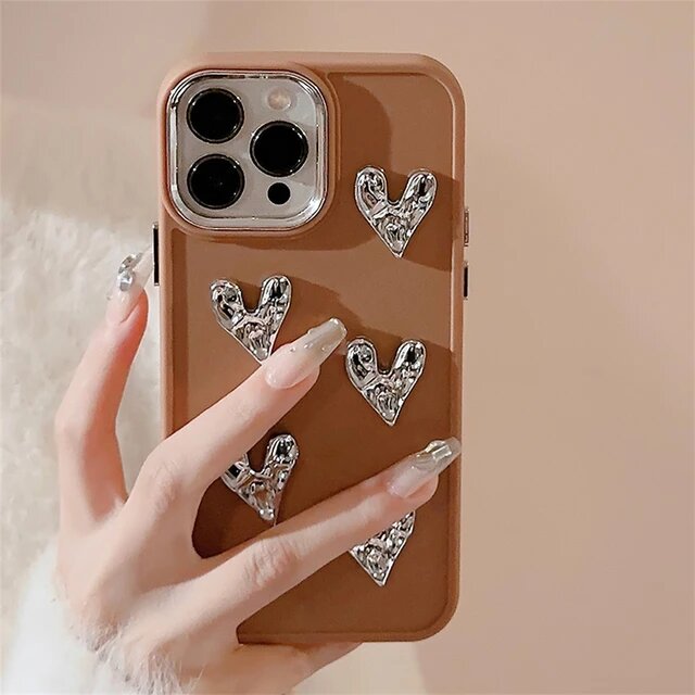 INS Cute Plating Lens Frame 3D Love Heart Candy Color Мягкий чехол для iPhone 16 14 Pro Max 13 12 11 X XS XR 8 Plus Защитный чехол