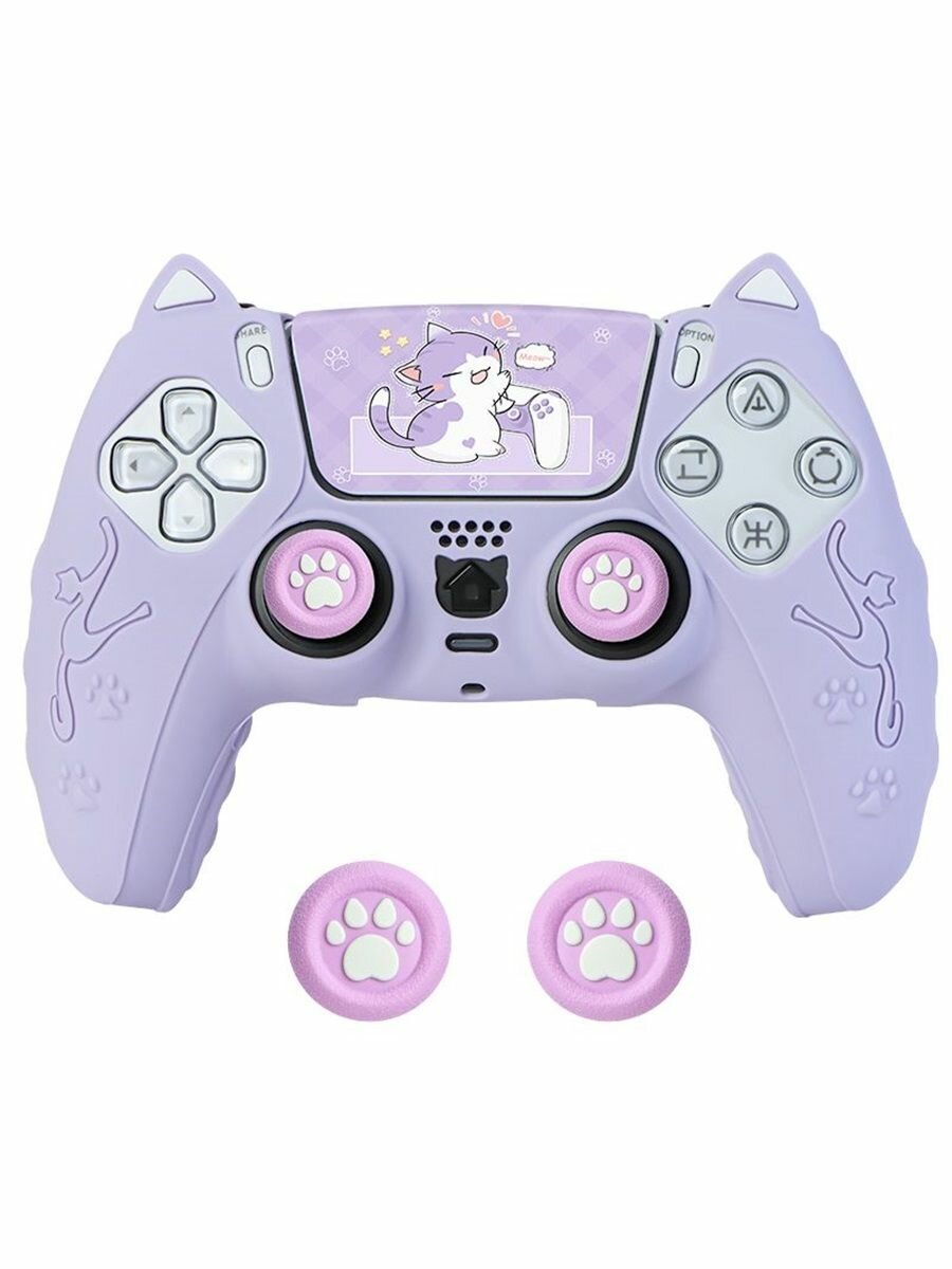 Мягкий силиконовый защитный чехол для кошки, подходящий для корпуса контроллера PS5 и чехла для джойстика-GTRERT