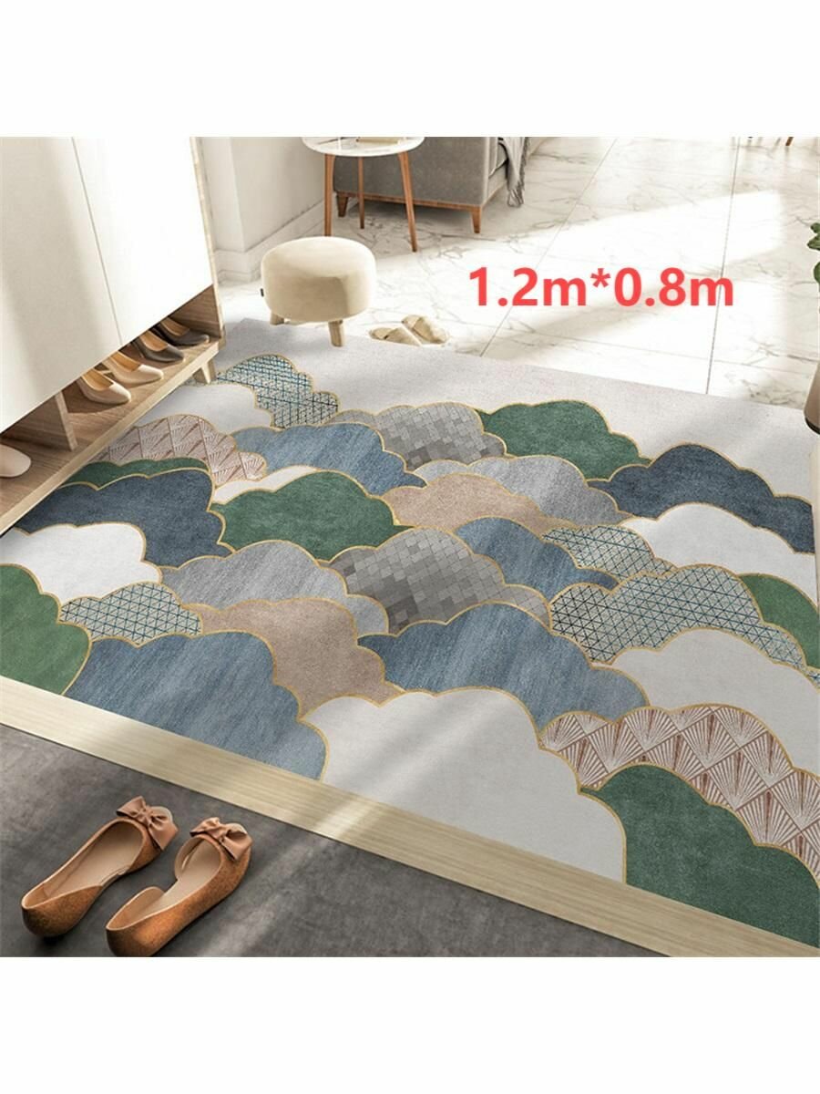 Коврик придверный, 1.2 м x 0.8 м, прорезиненный ПВХ, геометрический рисунок, противоскользящий