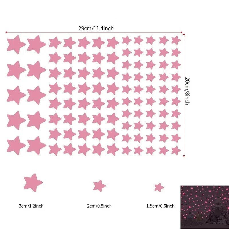 Светящиеся звезды наклейки 100 шт