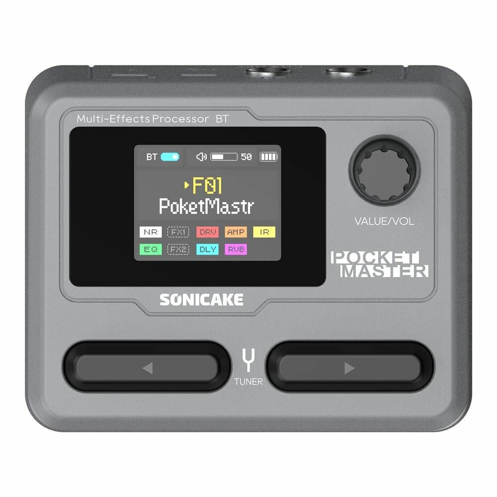 SONICAKE Карманный мини-гитарный бас-усилитель Master Mini, моделирующий ИК-шкафы, мультиэффекты, цветной ЖК-экран с диагональю 1,77 дюйма, встроенный аккумулятор QME-10