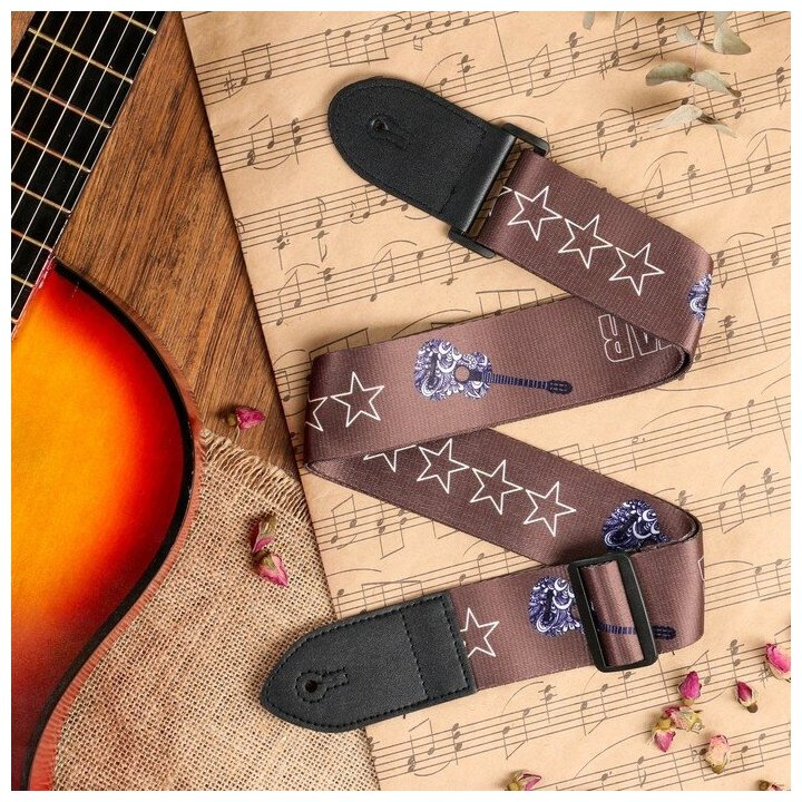 Music Life Ремень для гитары Stars, 60-117 х 5 см, коричневый