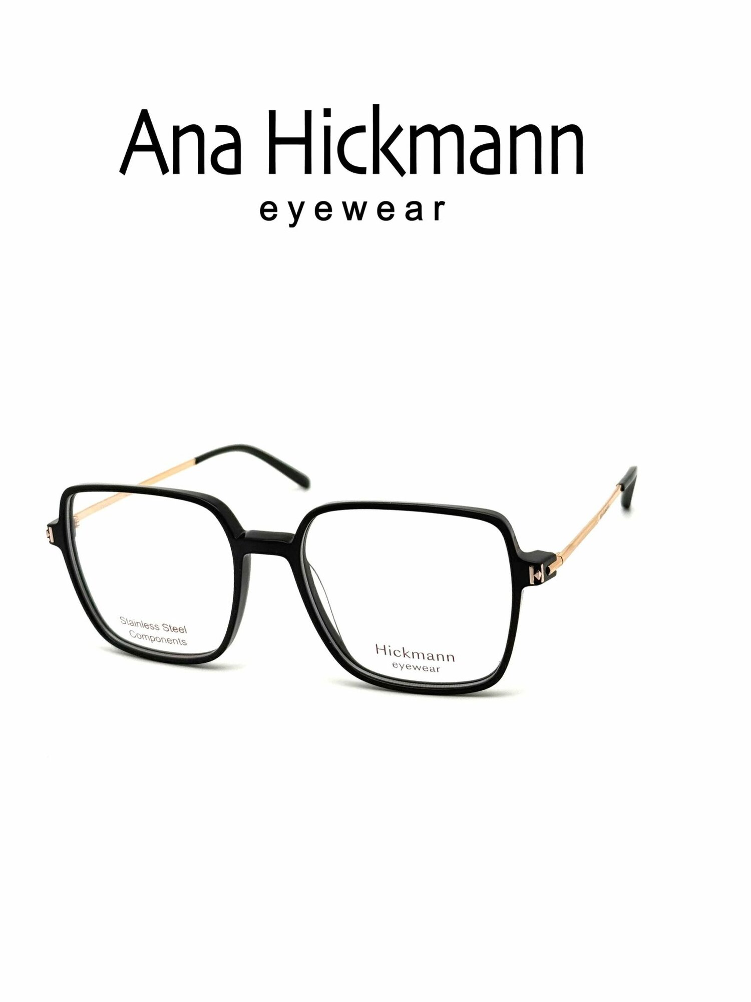 Оправа для очков Ana Hickmann HI6222 A01 женская, квадратная, черная, металл/ацетат