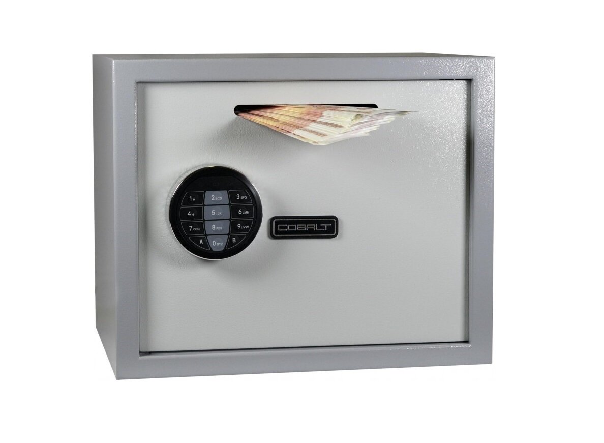 Сейф депозитный COBALT EKN-28D (28H), электронный кодовый замок, ключ аварийного открывания, серый
