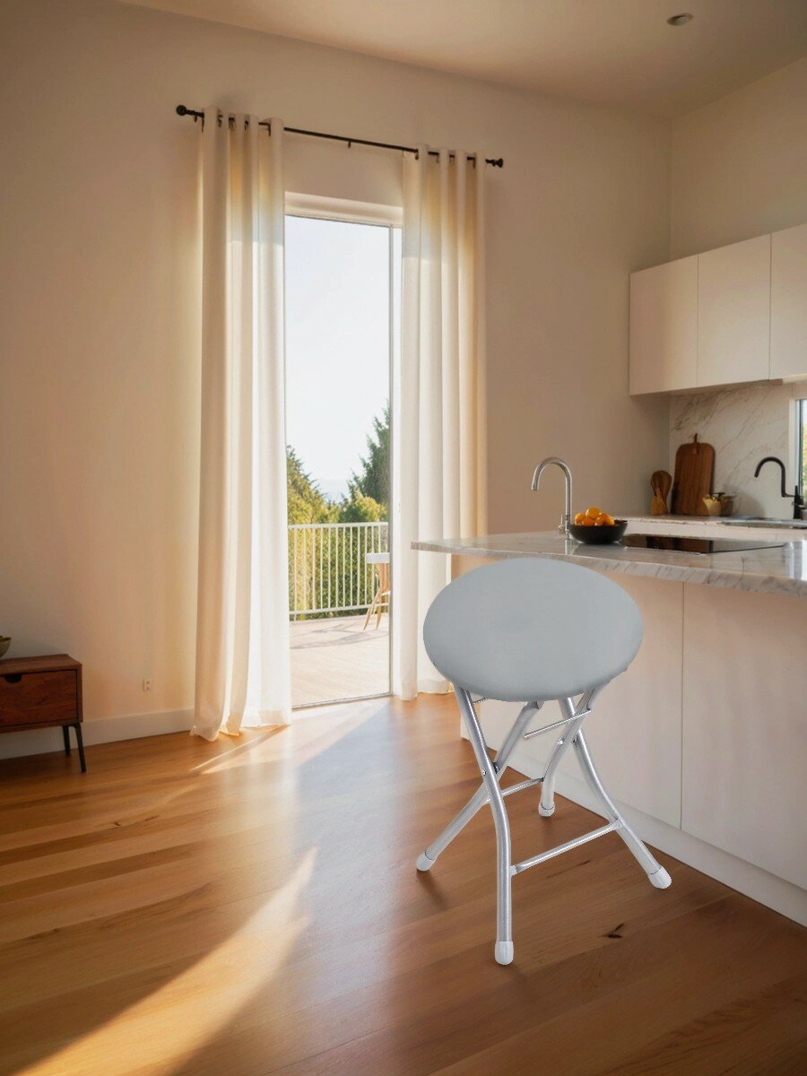 Табурет складной, на четырёх опорах, с мягким сиденьем, до 160кг