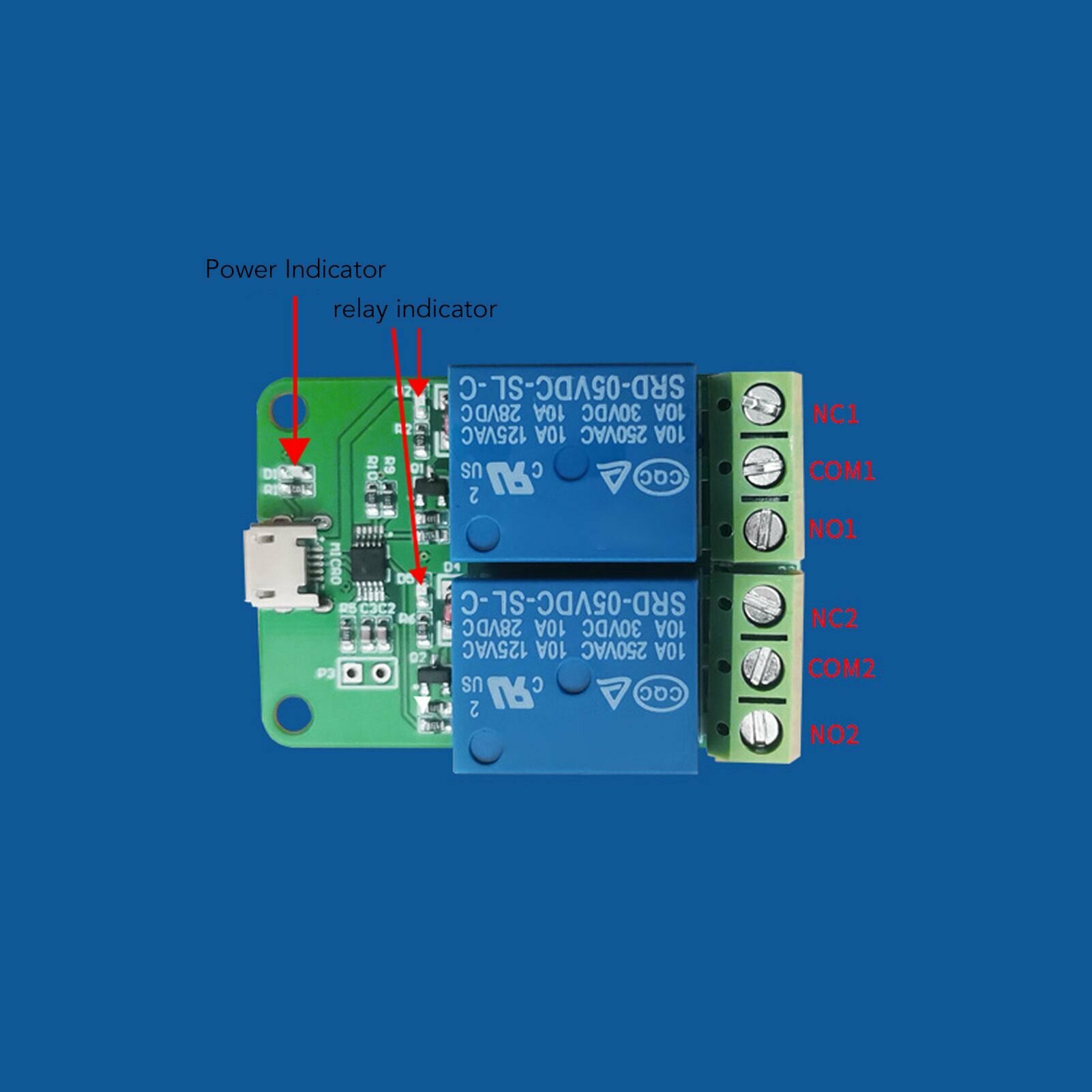 2 шт. релейный модуль, 2 канала, 5 В, Plug and Play, USB ПК, интеллектуальное электрическое реле управления