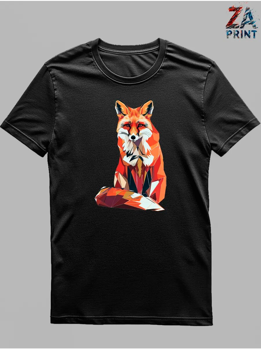 Футболка лиса принт красивая