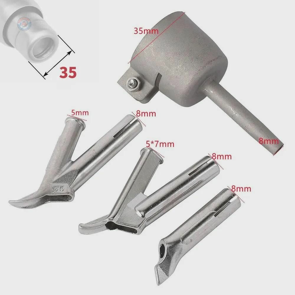 Сварочная насадка на строительный фен 35 мм для ремонта пластика ПП АБС ПЭ ПВХ ПА, сварка полов линолеума и пластиковых изделий, термостойкая насадка 8 мм для сварочных стержней