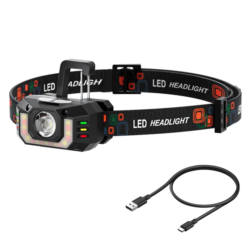 BORUiT Налобный фонарь EBW2365 красный-белый 10Вт для рыбалки