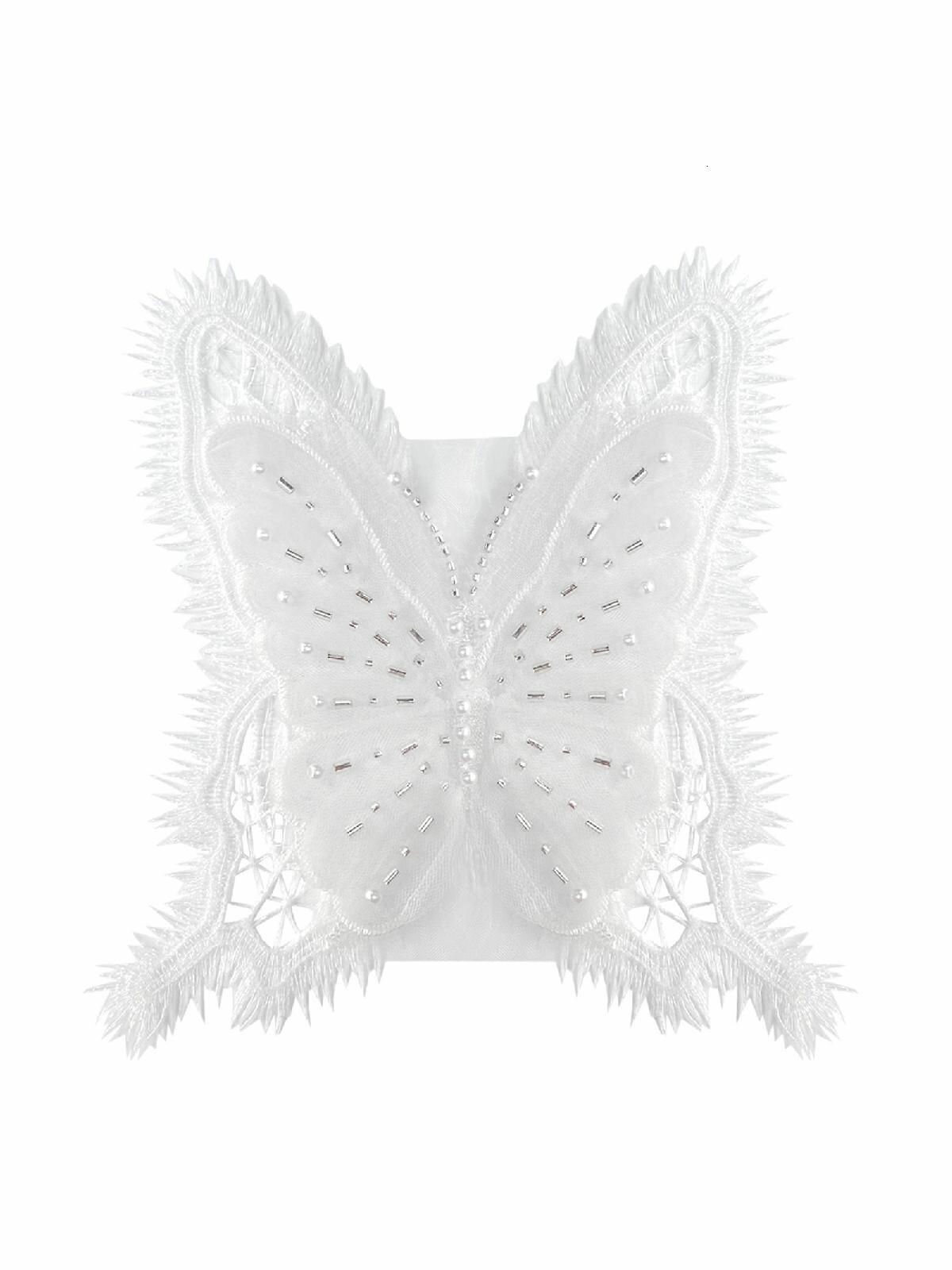 Жемчужные кружевные аппликации с бабочками