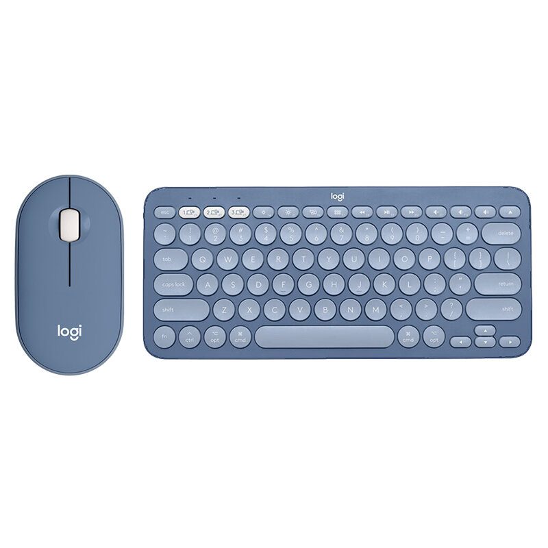Комплект клавиатура и мышь Logitech Pebble K380, синий