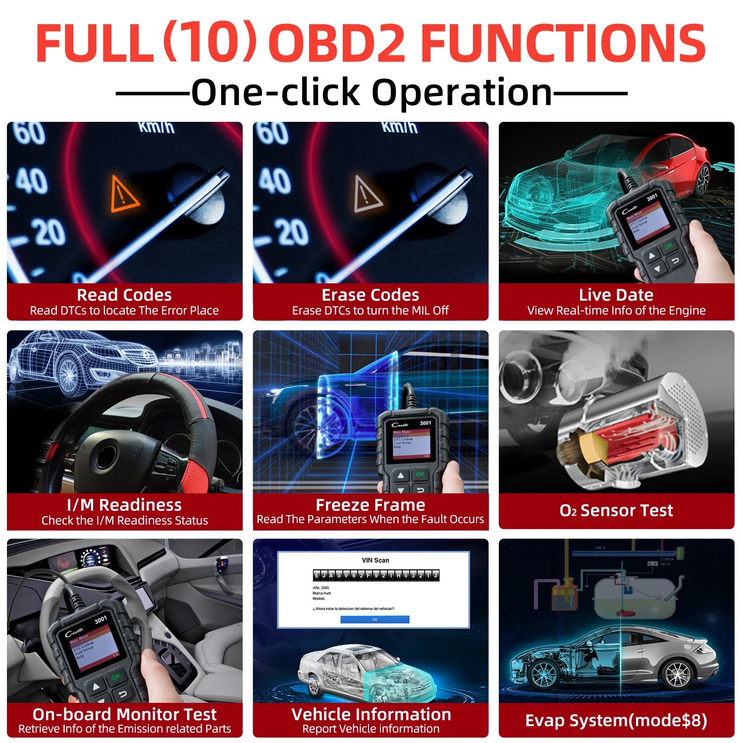 LAUNCH X431 CR3001 OBD2 сканер автомобильный полный OBD2 диагностический инструмент сканер кодов Бесплатное обновление PK ELM 327, CR3001