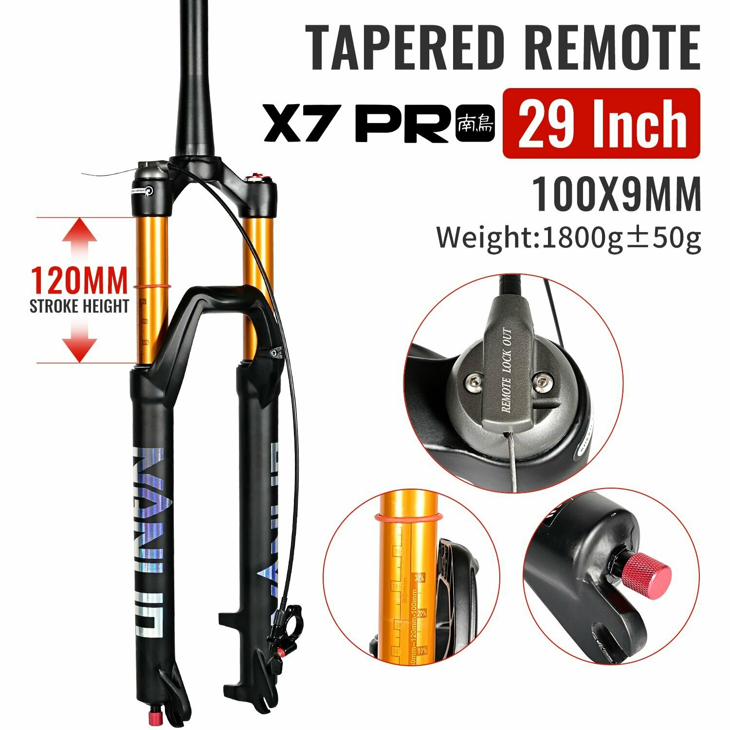 Горный велосипед NanLio X7 PRO с амортизаторной вилкой, диаметр колес 26, 27,5, 29 дюймов, ход 120/140 мм, металлические втулки, воздушная вилка