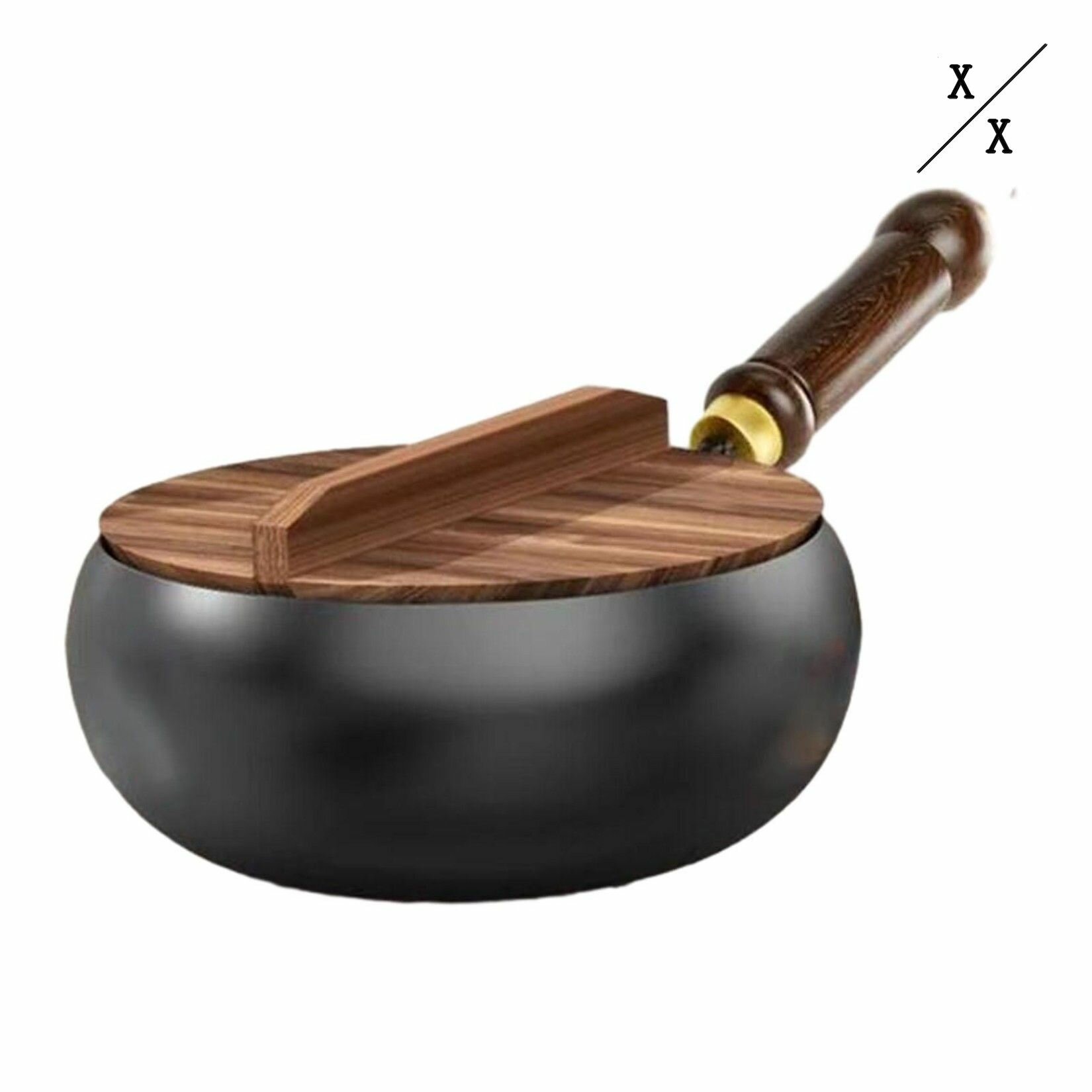 Вок чугунный с деревянной ручкой, универсальная сковорода для жарки, китайская кухня, 20 см