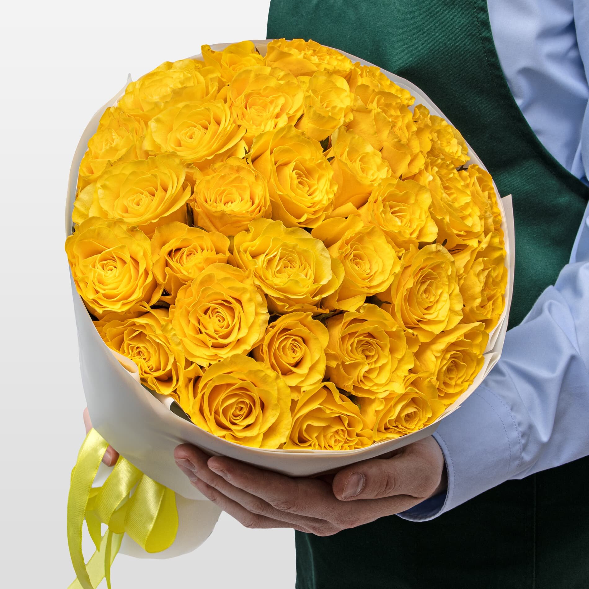 Букет желтых Роз Кения 40 см 31 шт Солнечный Поцелуй