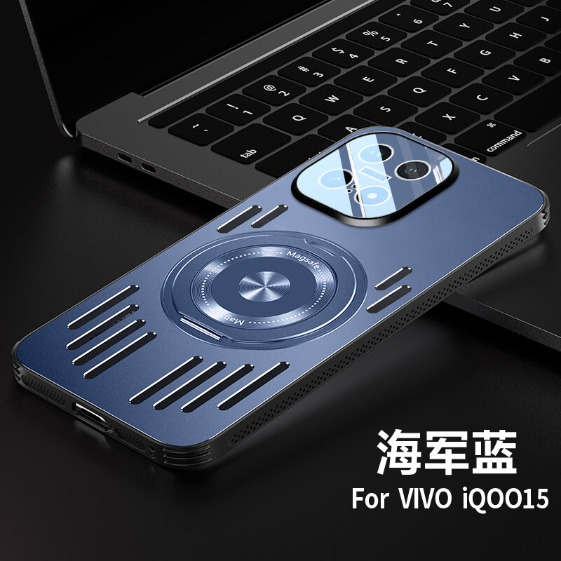 Чехол Для Vivo IQOO 15/Виво IQOO 15, soft touch, чехол-кардиомонитор, поликарбонат (PC), защита камеры, ударопрочный, встроенная подставка, усиленные углы, Vivo, Vivo IQOO 15, navy blue,