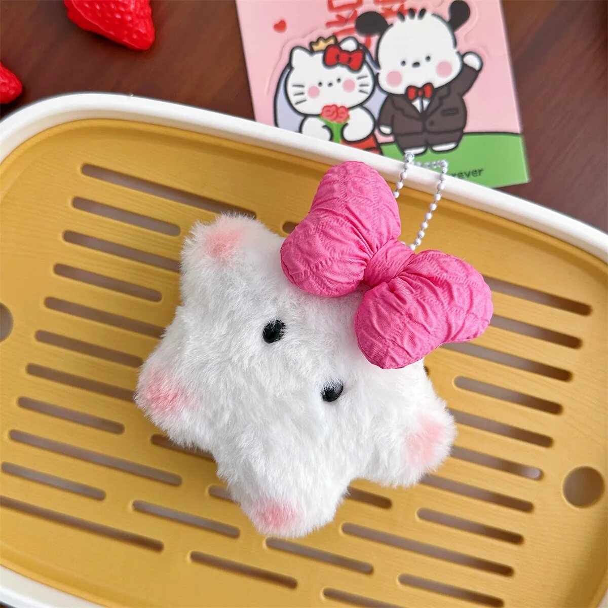 MOONBIFFY Kawii Squeak Bow Star Плюшевый брелок