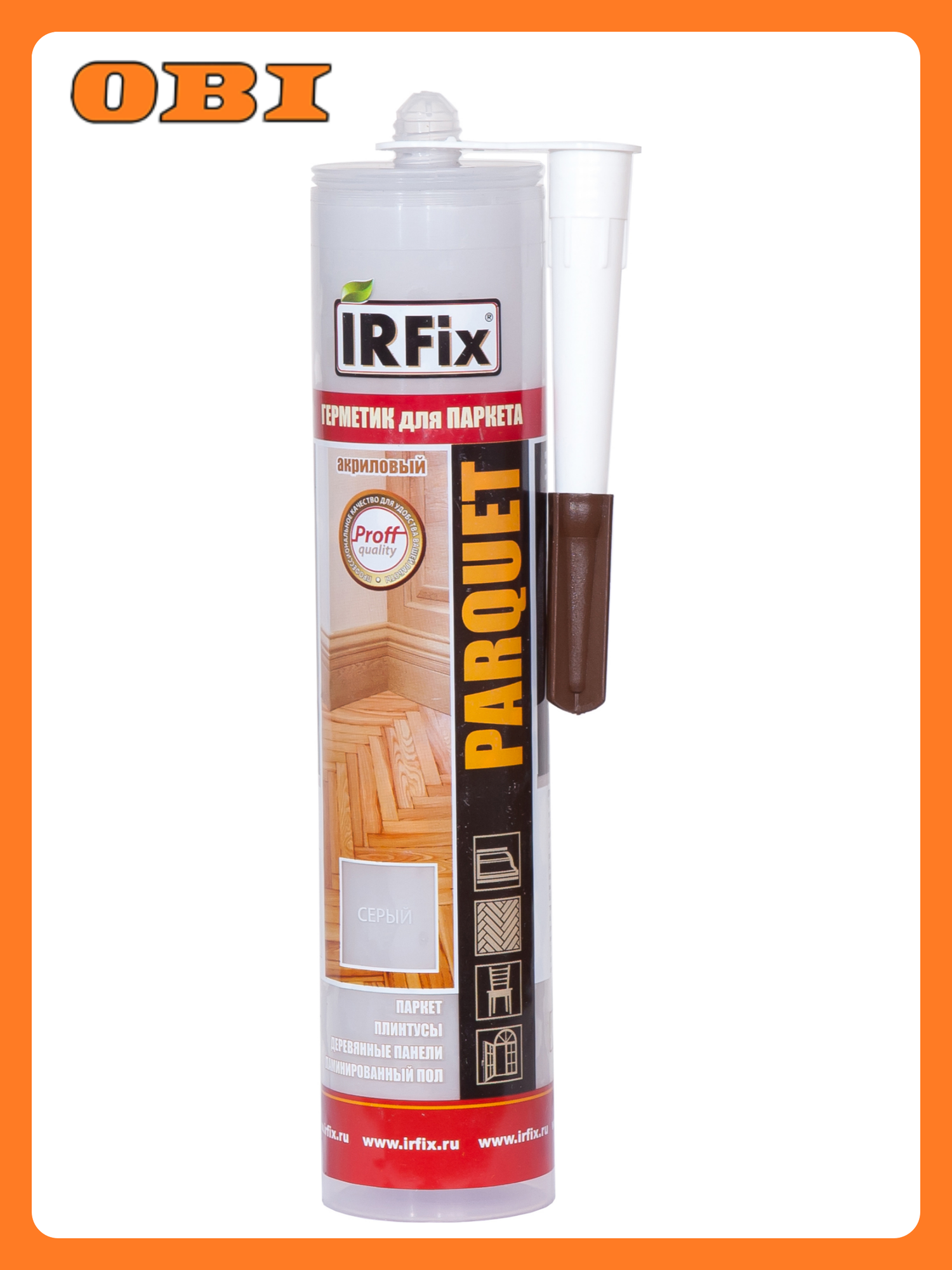 Акриловый герметик IRFIX PARQUET, серый, 310мл, для паркета и окон