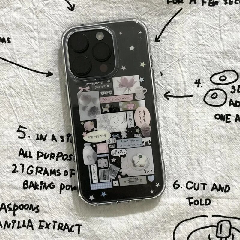 Милый чехол для телефона в корейском стиле Ins с креативной мультяшной звездной биркой для iPhone 16, 15, 14, 13, 12, 11 Pro XR Max 7, 8 Plus, мини-чехол Y2K