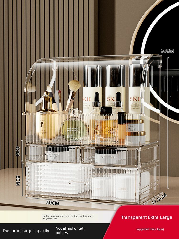 Элитный органайзер для косметики, пылезащитный, прозрачный, для туалетного столика, вместительная подставка для ухода