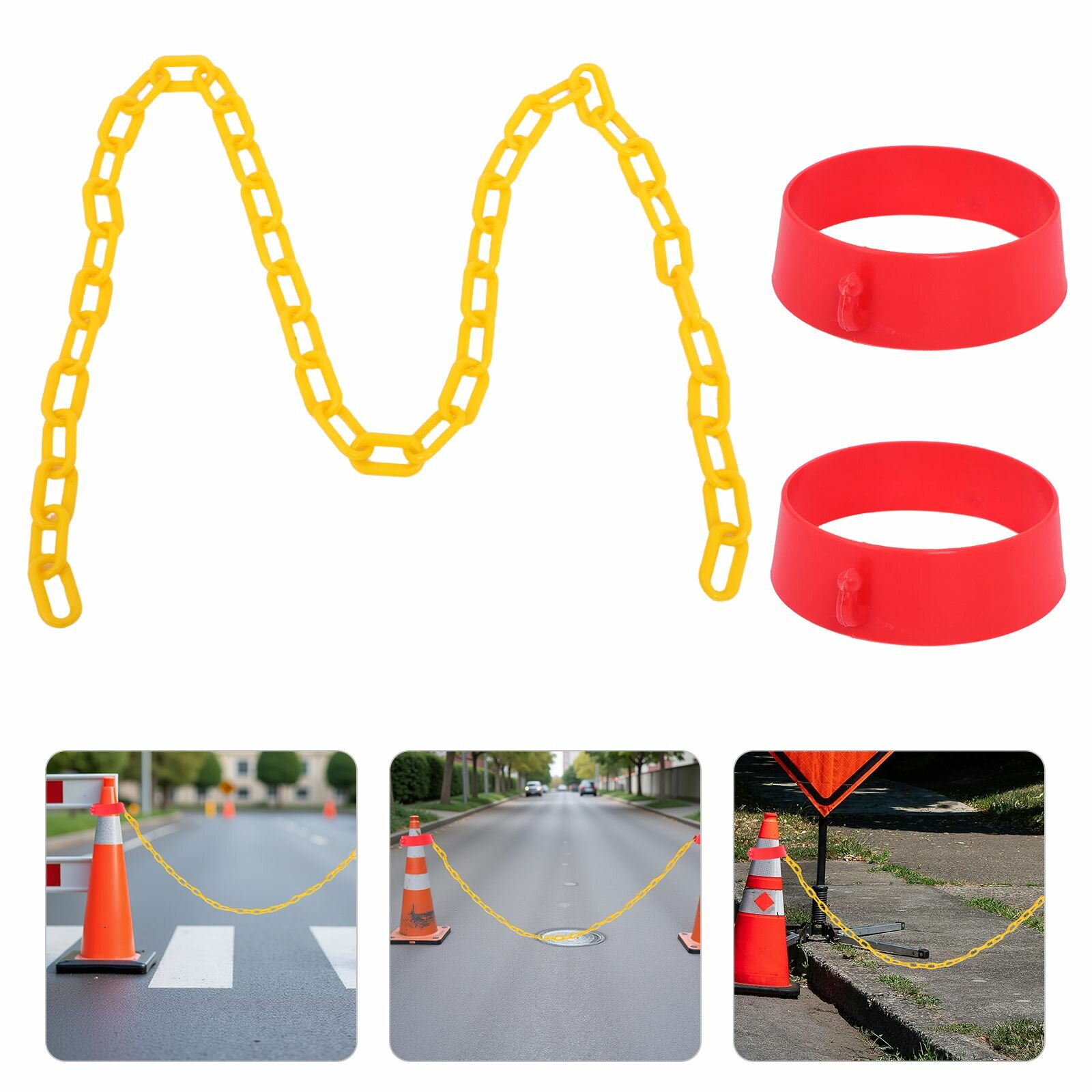 Пластиковая цепь с кольцами для ограждения, красного цвета, для дома и парковки