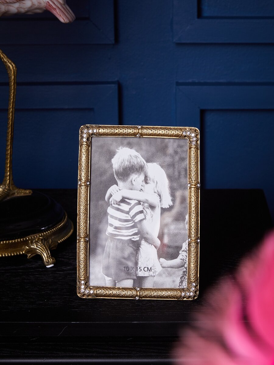 57-472 Фоторамка настольная (10х15см) 12х2х16см, золото с патиной, Glasar