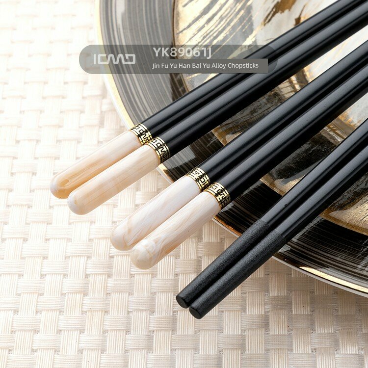 Палочки для еды из нескольких сплавов клиента Jinfu Jade Han, белое золото, инкрустированные нефритовым отелем,