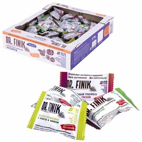 2 шт. Конфеты финиковые DR.FINIK ассорти (фундук, миндаль, грецкий орех, кунжут), без сахара, 1000 г