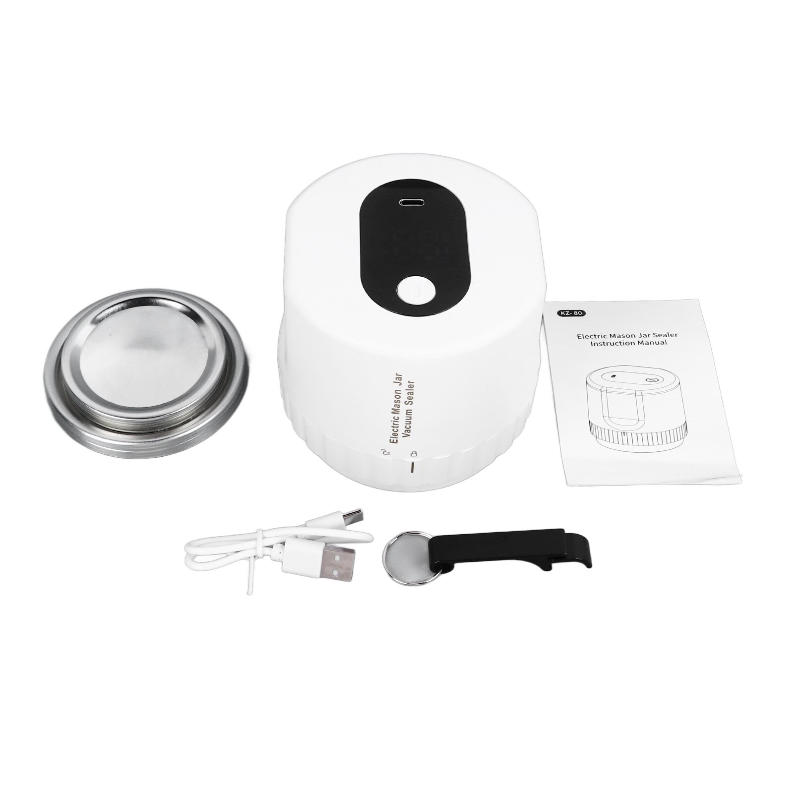 Электрический комплект для вакуумного упаковщика банок, автоматическая USB-аккумуляторная машина для вакуумной укупорки консервных банок с крышками для хранения пищевых продуктов, ферментации, белого цвета