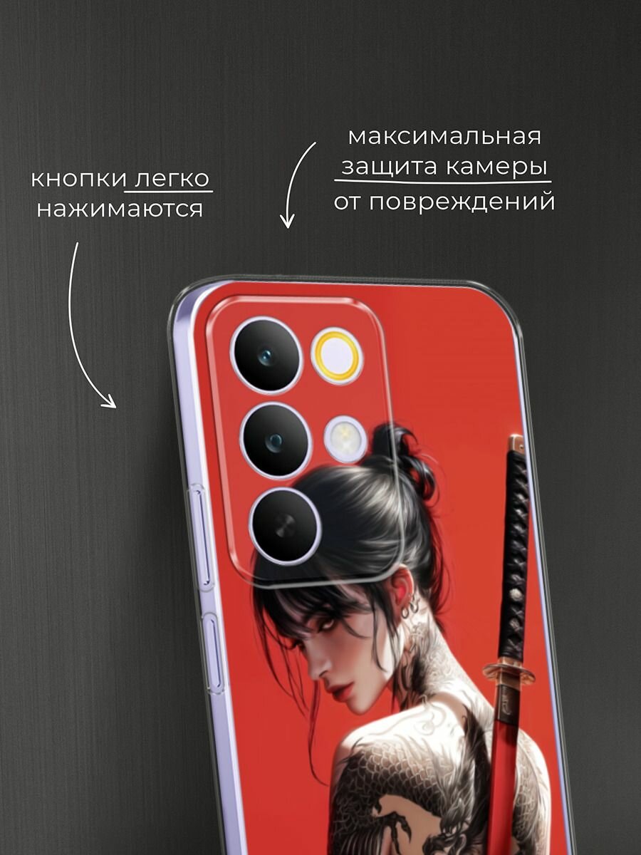 Чехол на Realme C85 / Реалми C85 с принтом Девушка самурай с катаной — фото 1