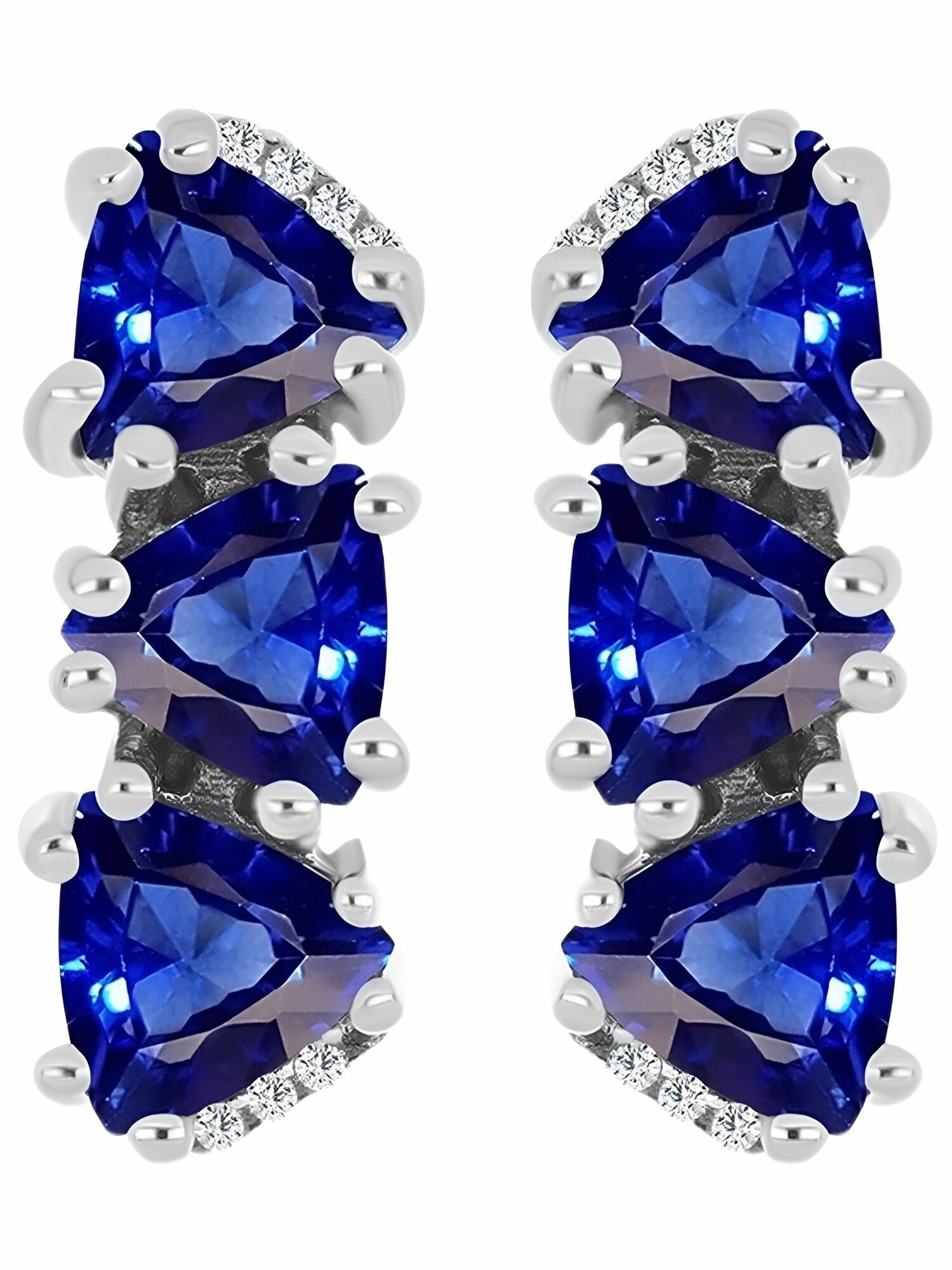 Серьги, серебро, 925 проба, родирование, фианит, сапфир