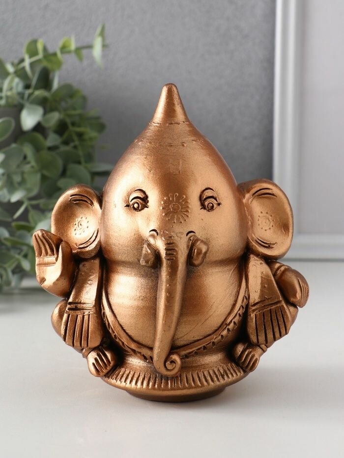 Декоративная фигурка Хорошие сувениры "Ганеша", гипс, 14,5х13,5х9 см, цвет Бронза