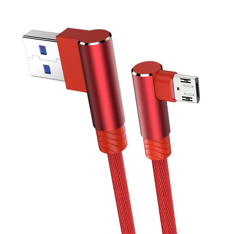 Кабель Micro USB для синхронизации данных и быстрой зарядки 2А, 1м, 2м, 3м, с угловым разъемом 90 градусов, для Samsung, Huawei, HTC, Android, USB Micro Phone 3 м, Красный