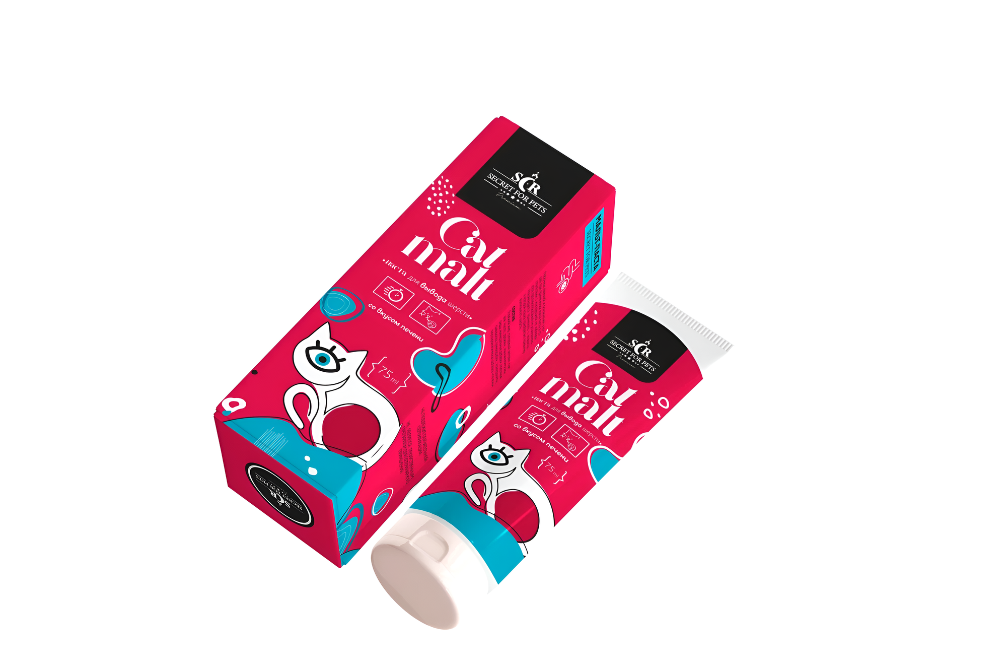 Паста для выведения шерсти Secret for Pets, для взрослых кошек, с печенью, 75 мл