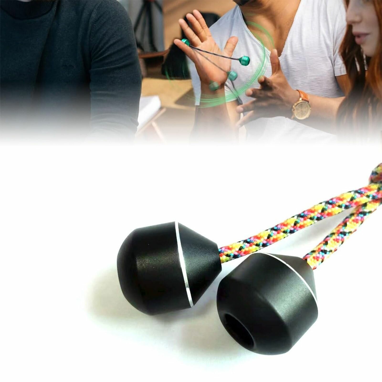 Антистрессовая игрушка из алюминиевого сплава, 2 шарика с веревкой, черный