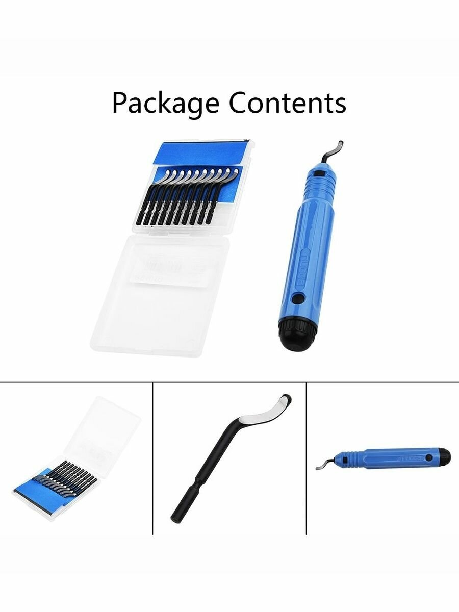 Нож для снятия заусенцев, шабер (риммер) для снятия заусенцев по металлу + 10 лезвий