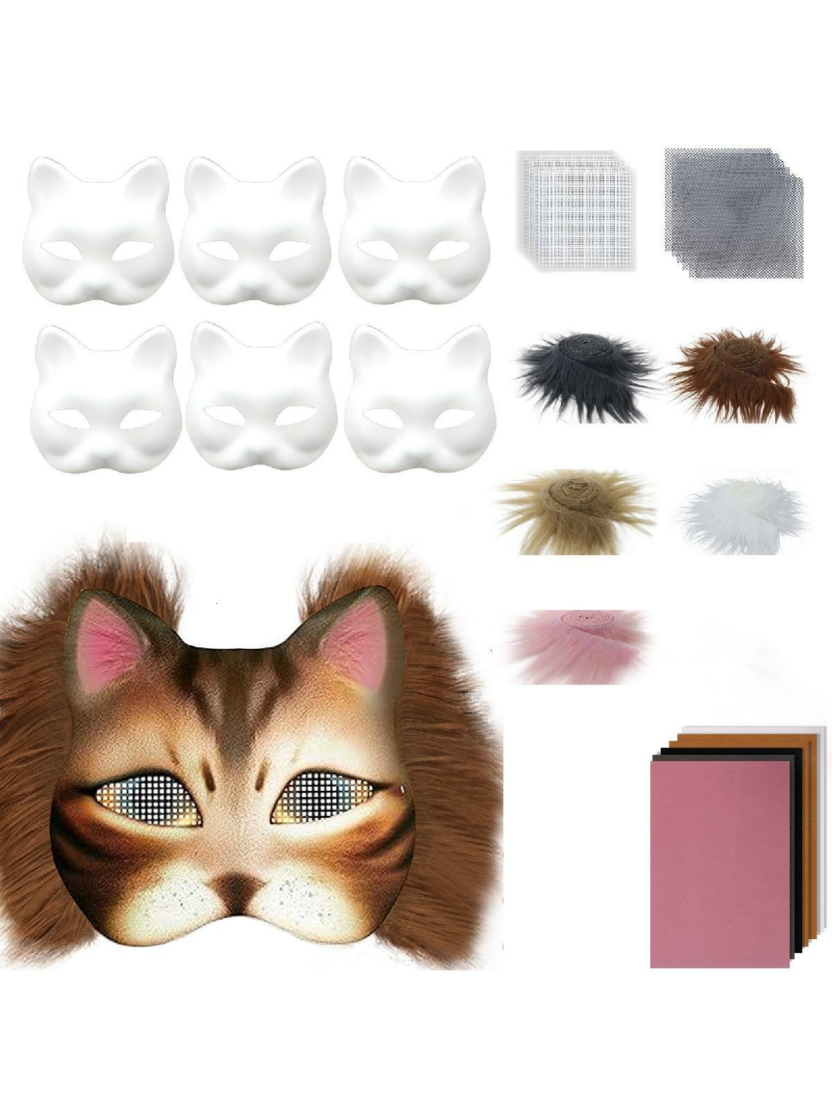 Маска кота без росписи, набор из 29 предметов 2