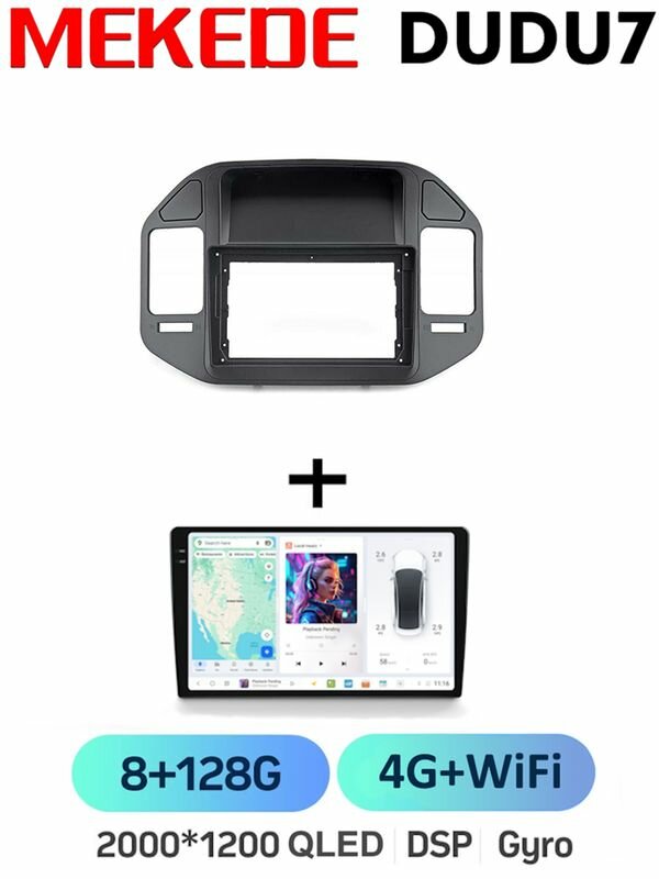Магнитола 9" Mekede DUDU7 8/128 Gb для Mitsubishi Pajero 3 V70 V60 1999-2006 черная carpay Android