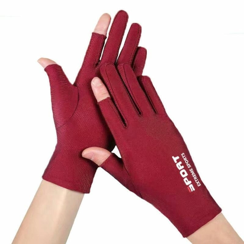 (1 пара) Спортивные митенки (открыты 2 пальца) из кулирки, для вождения, рыбалки, велоспорта - бордовые