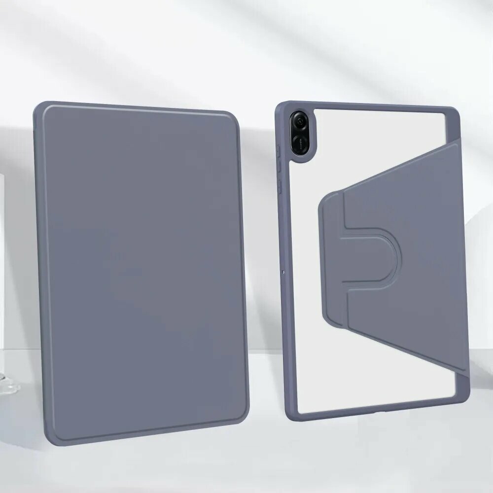 Чехол для Honor Pad X8b 11' (2026) / Хонор Пад Х8B, Чехол с отделением для ручки и вращающейся подставкой, искусственная кожа + прозрачный акрил