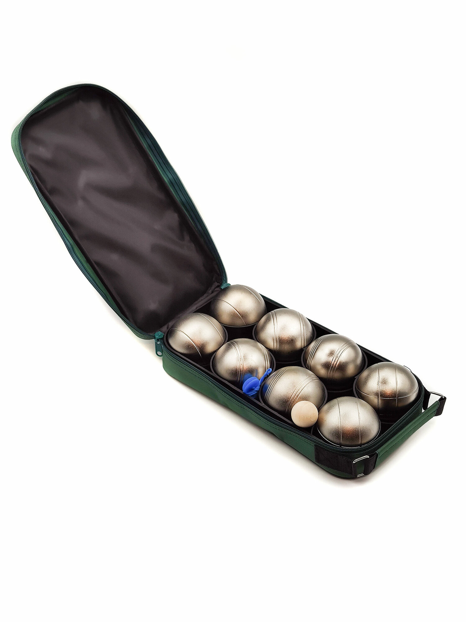 Петанк металлический Фабрика Игр спортивная игра для улицы Бочча 8 шаров матовые, белое золото, в сумке