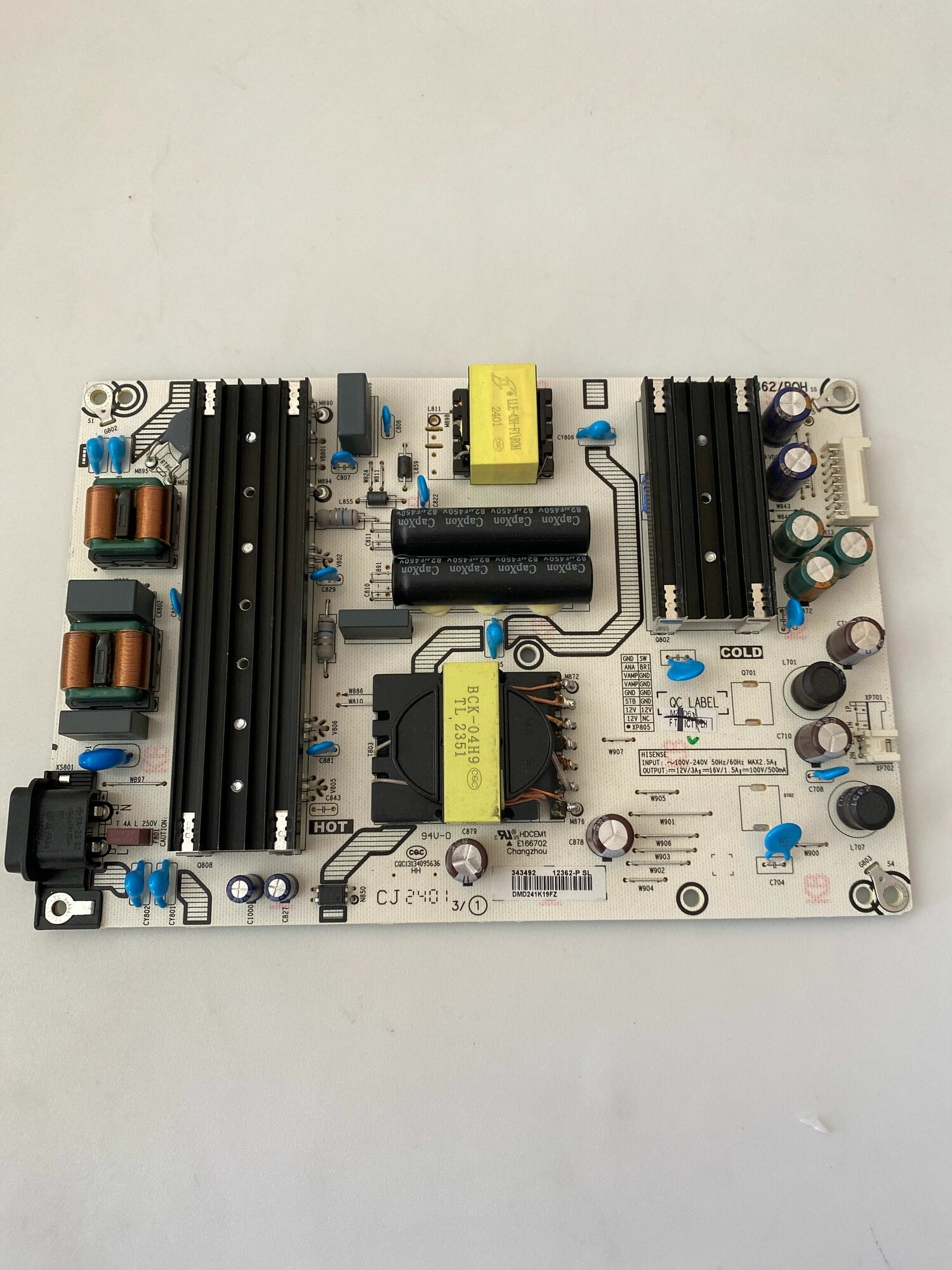 Блок питания (RSAG7.820.12362/ROH), для телевизора Hisense 65A6K P: HV650QUB-F72 rev2.0