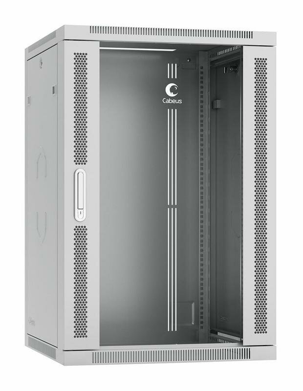 Шкаф телекоммуникационный настенный SH-05F-18U60/60-R 19дюйм 18U 600х600х901мм разобран. дверь стекло RAL 7035 сер. Cabeus 10740c