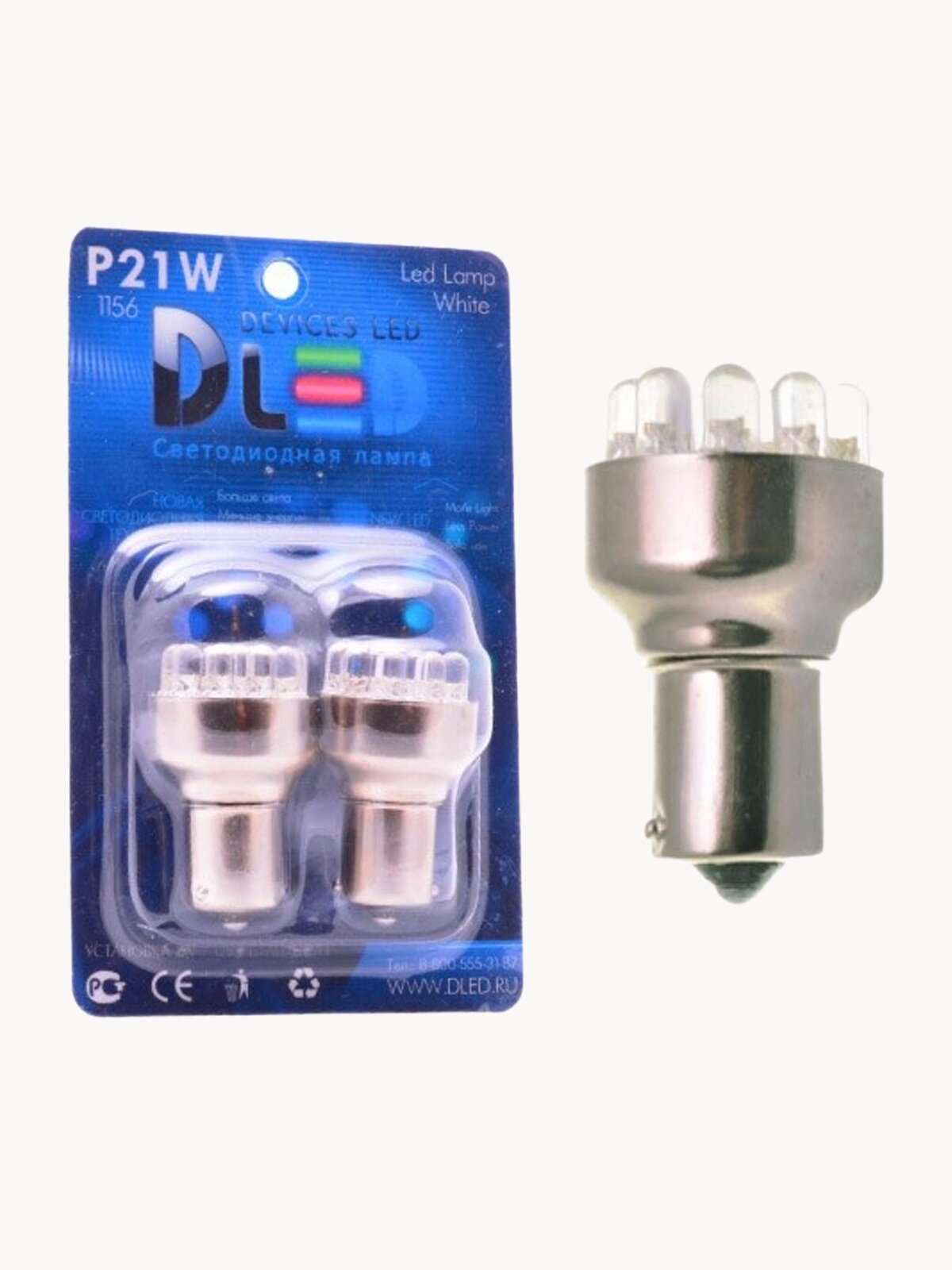 Автомобильная светодиодная лампа 1156 - P21W - S25 - BA15s - 12 - Dip-Led