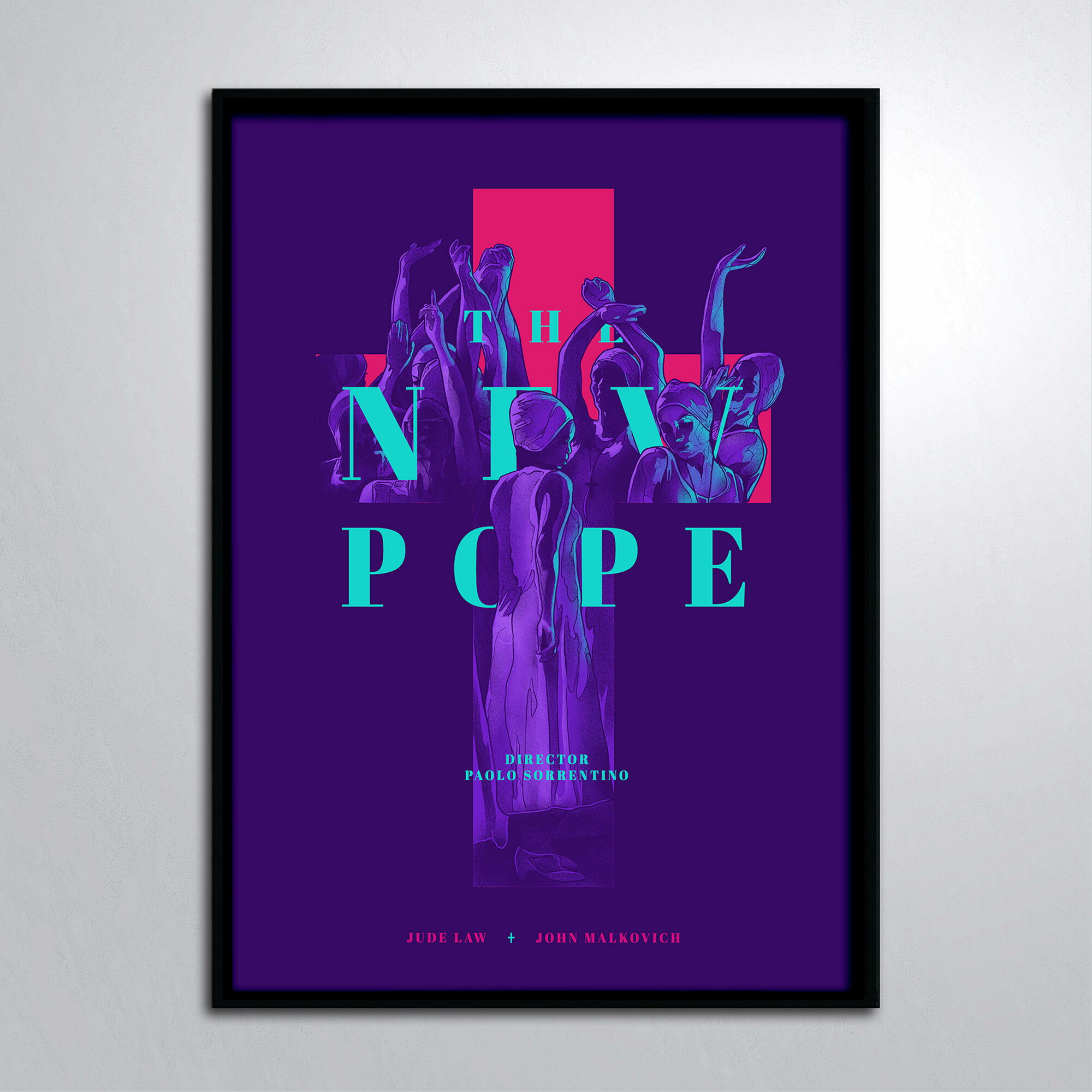 Постер в раме/Новый Папа Неон Арт The New Pope