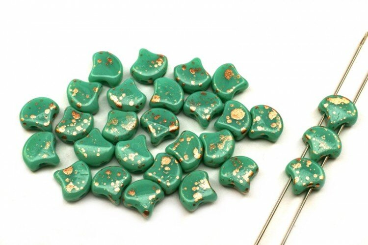 Бусины GINKO 7,5х7,5мм, отверстие 0,8мм, цвет 63130/94412 бирюзовый, медные брызги, 710-044, 10г (около 40шт)