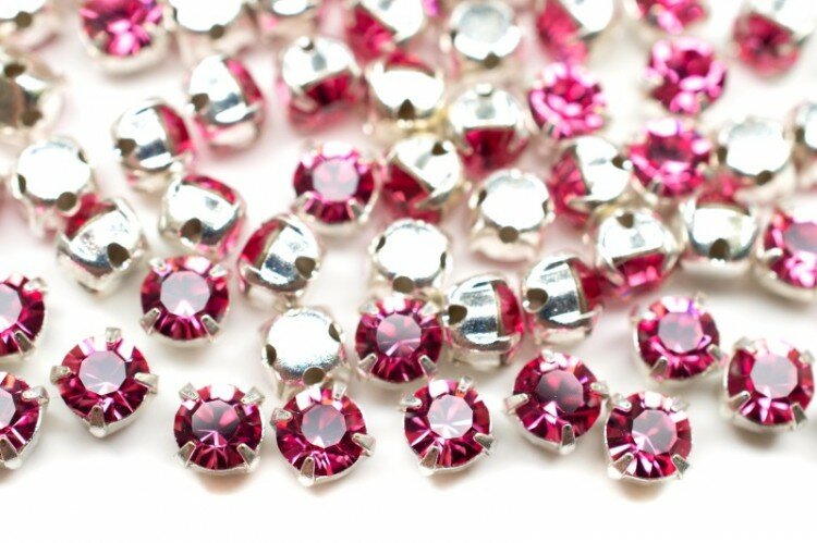 Шатоны Preciosa Maxima 4мм в оправе, цвет rose DF/silver, 63-030, 10шт