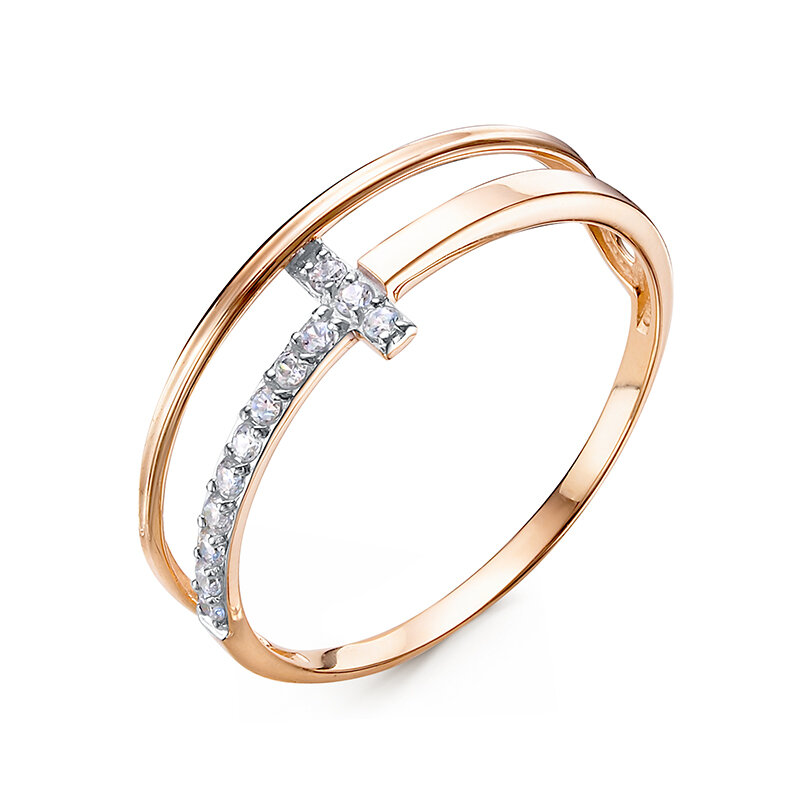 Кольцо, золото, 585 проба, фианит