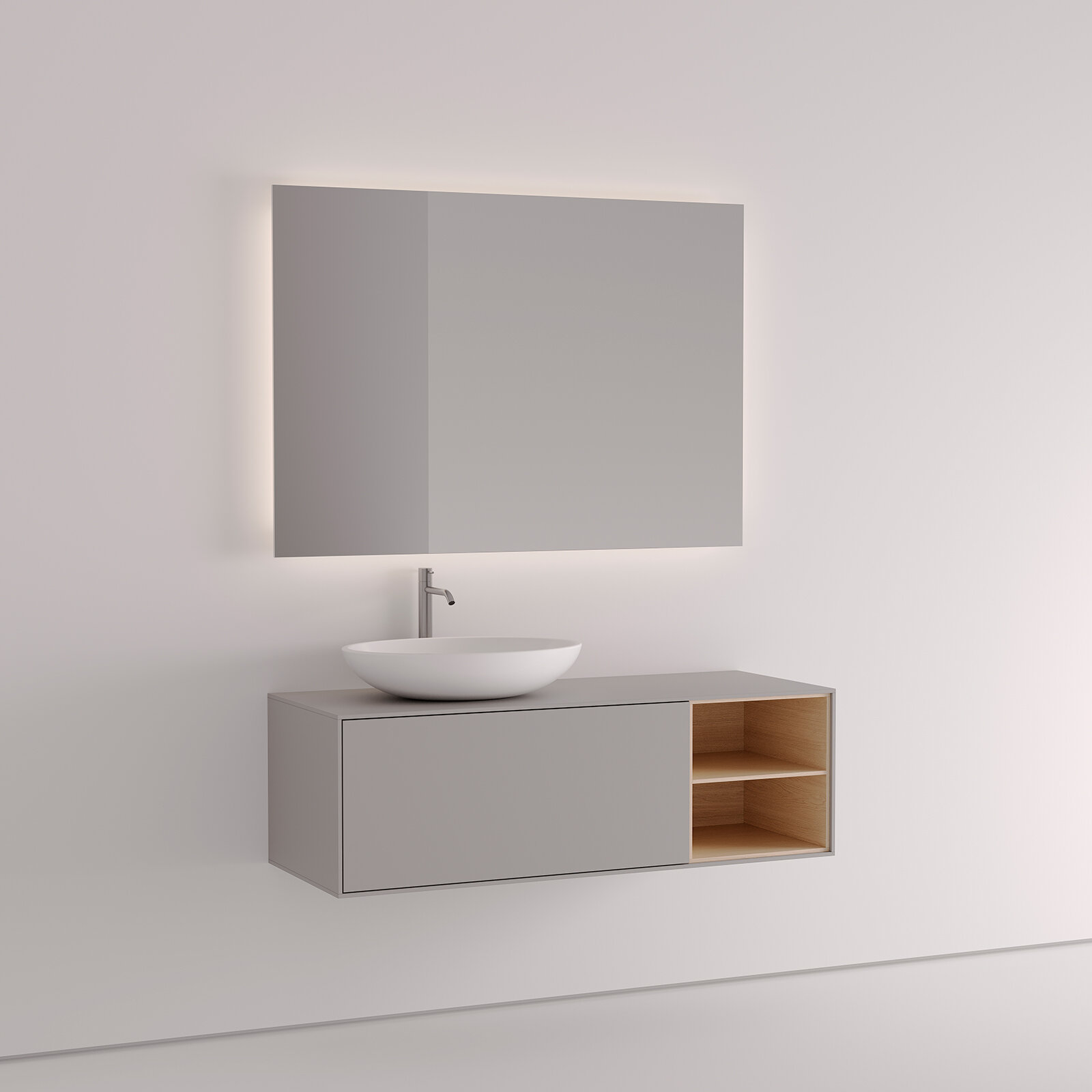 Тумба подвесная под две раковины 150 см. Vivomobili GRIGIO EFESO
